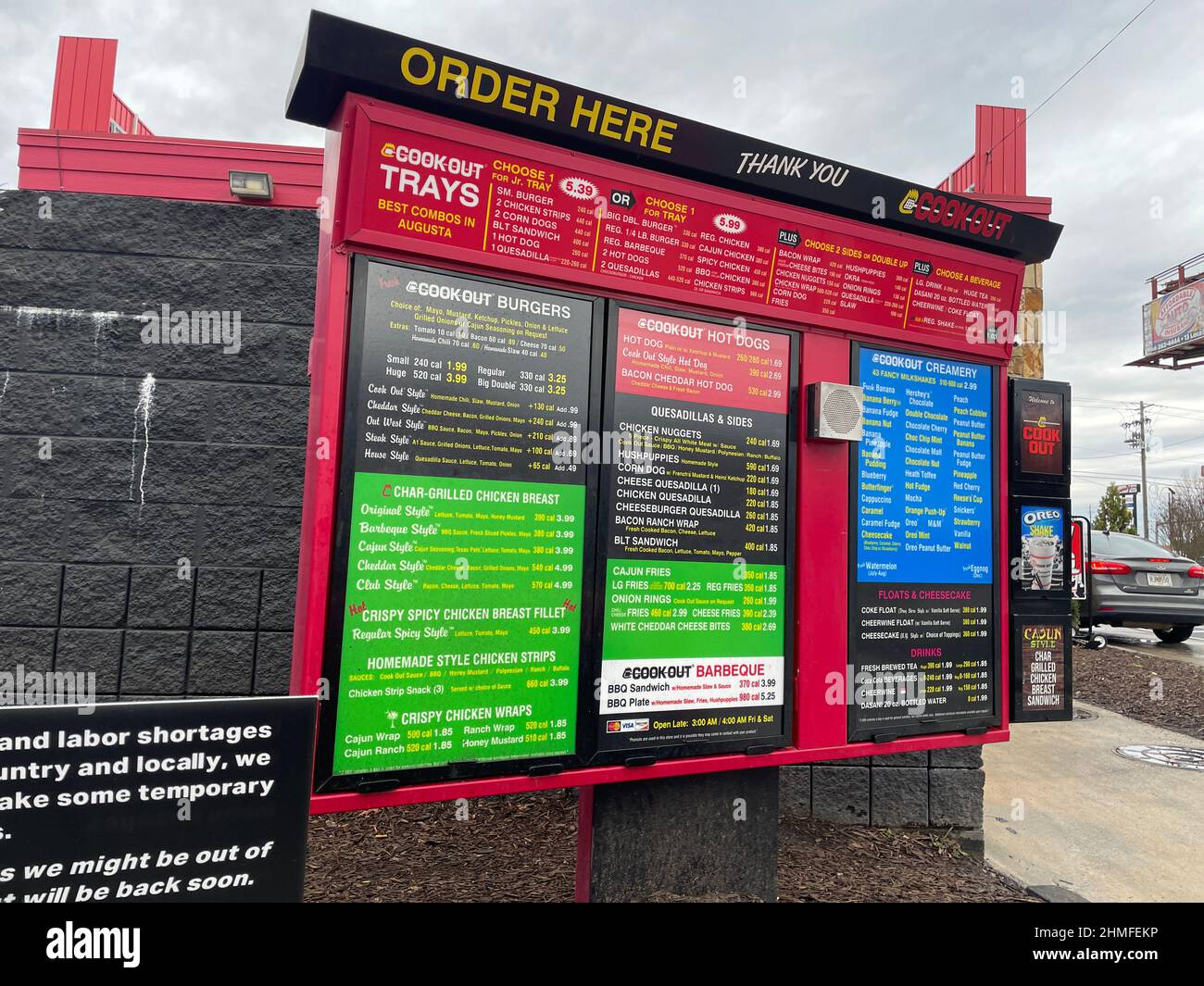 Augusta, Ga USA - 01 02 22: Cookout fast food restaurant building drive ...