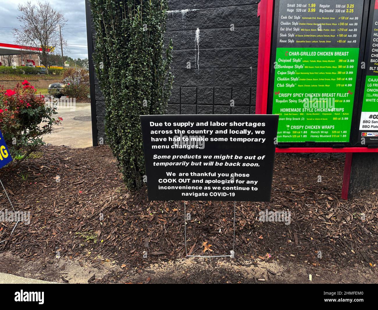 Augusta, Ga USA - 01 02 22: Cookout fast food restaurant building drive ...