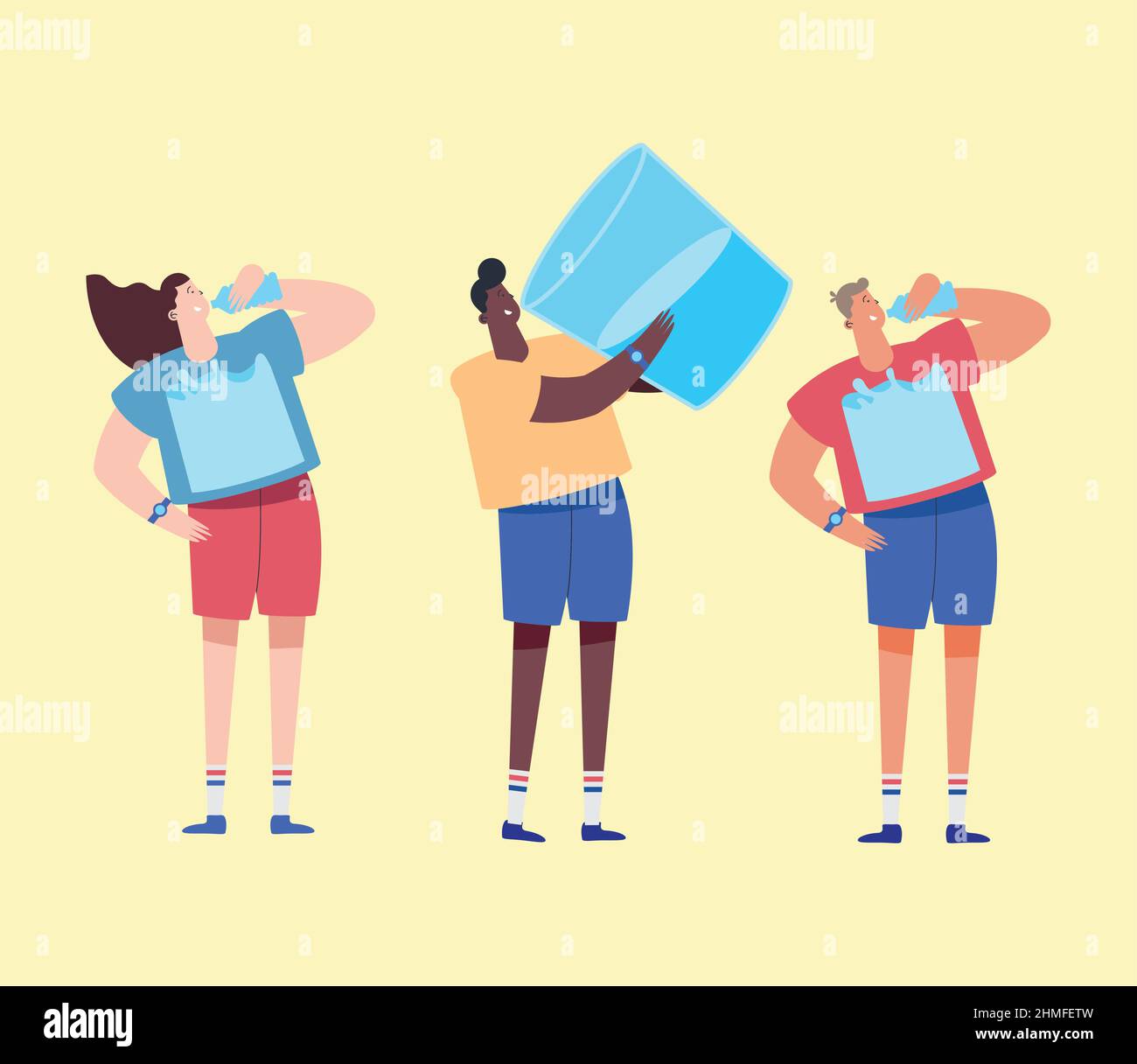 three persons drinking water characters Stock Vector Image & Art - Alamy