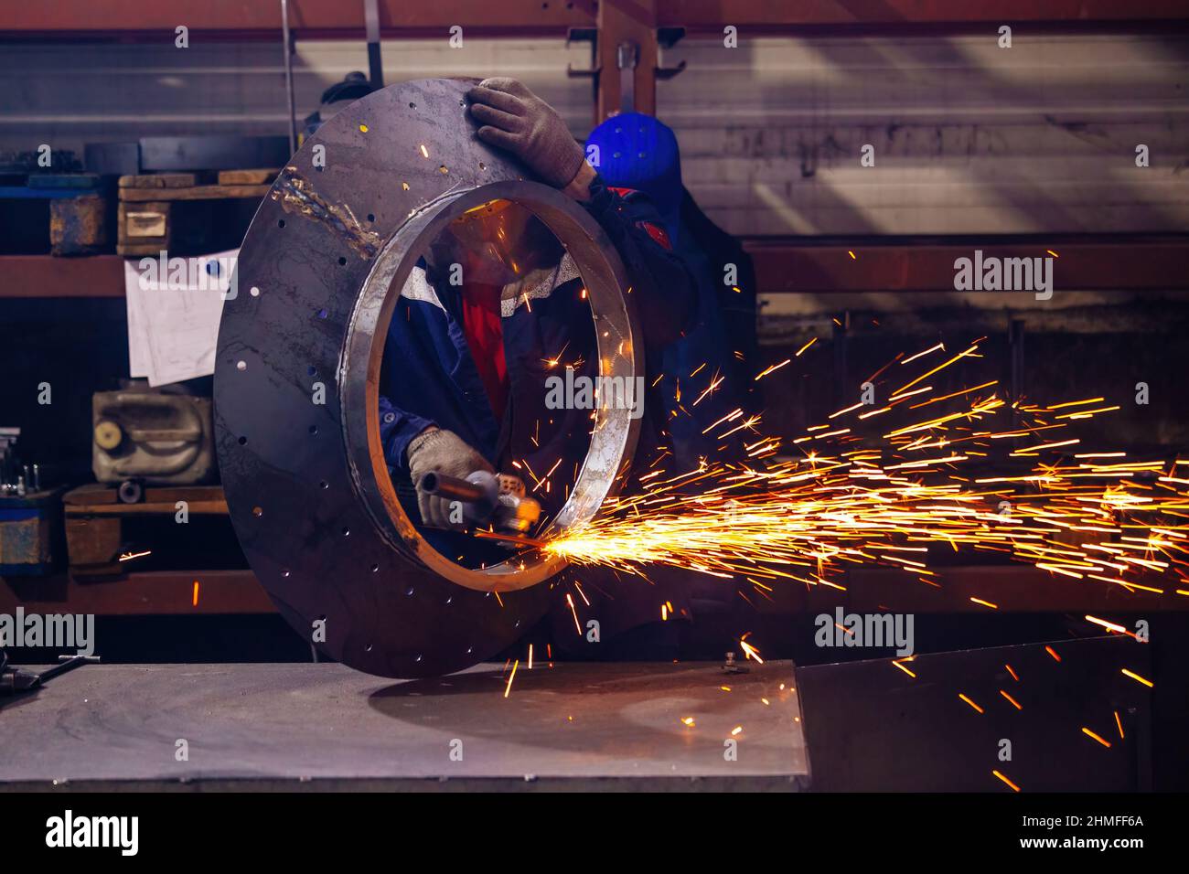 Worker male grinding steel hi-res stock photography and images - Alamy
