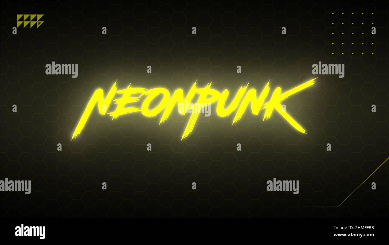 Illustration of yellow neon word "neonpunk Stock Photo - Alamy