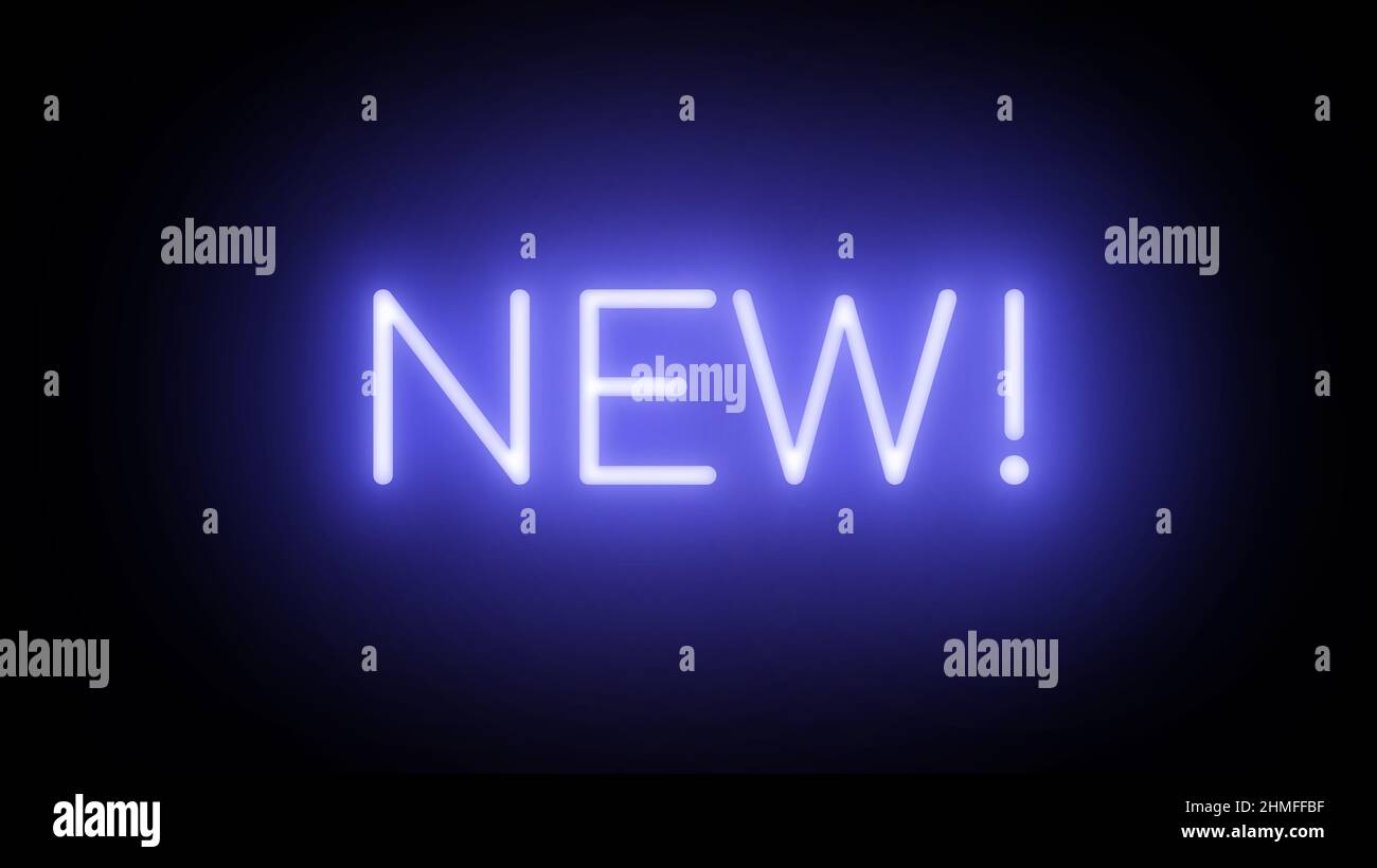 Illustration of blue neon word "new Stock Photo - Alamy