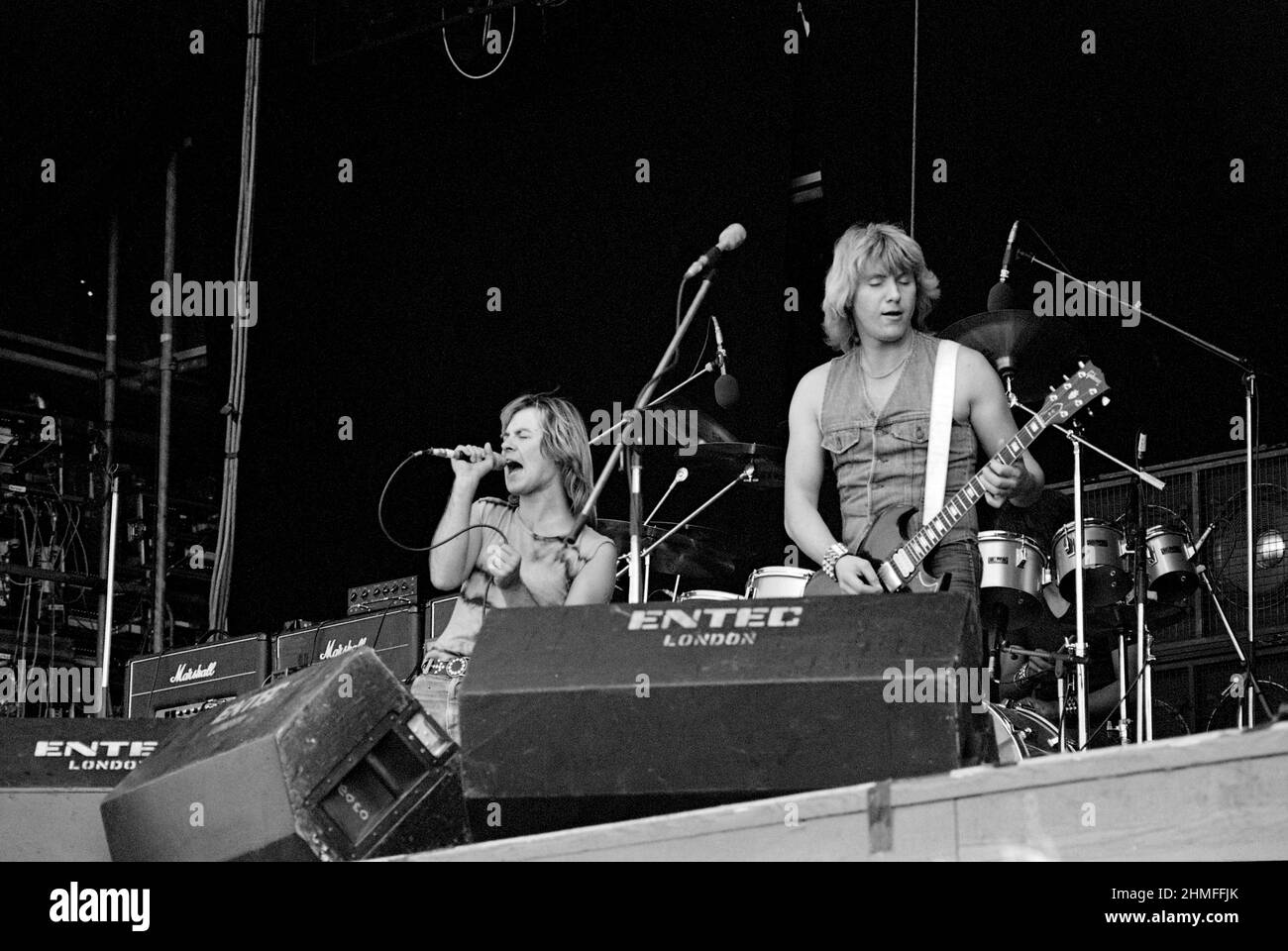 English band Chinatown performing at the 1982 Reading Festival, England ...