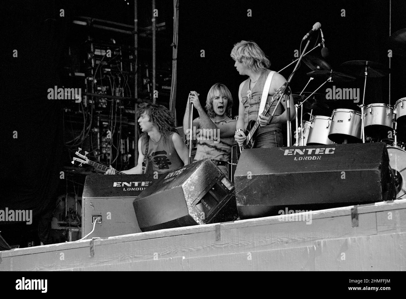 English band Chinatown performing at the 1982 Reading Festival, England ...