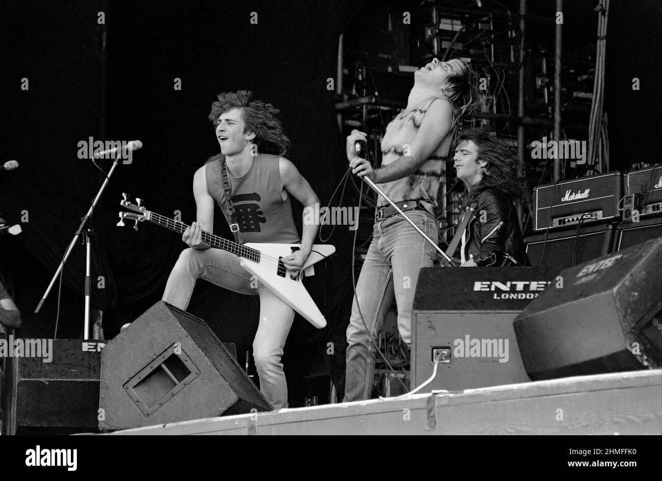 English band Chinatown performing at the 1982 Reading Festival, England ...