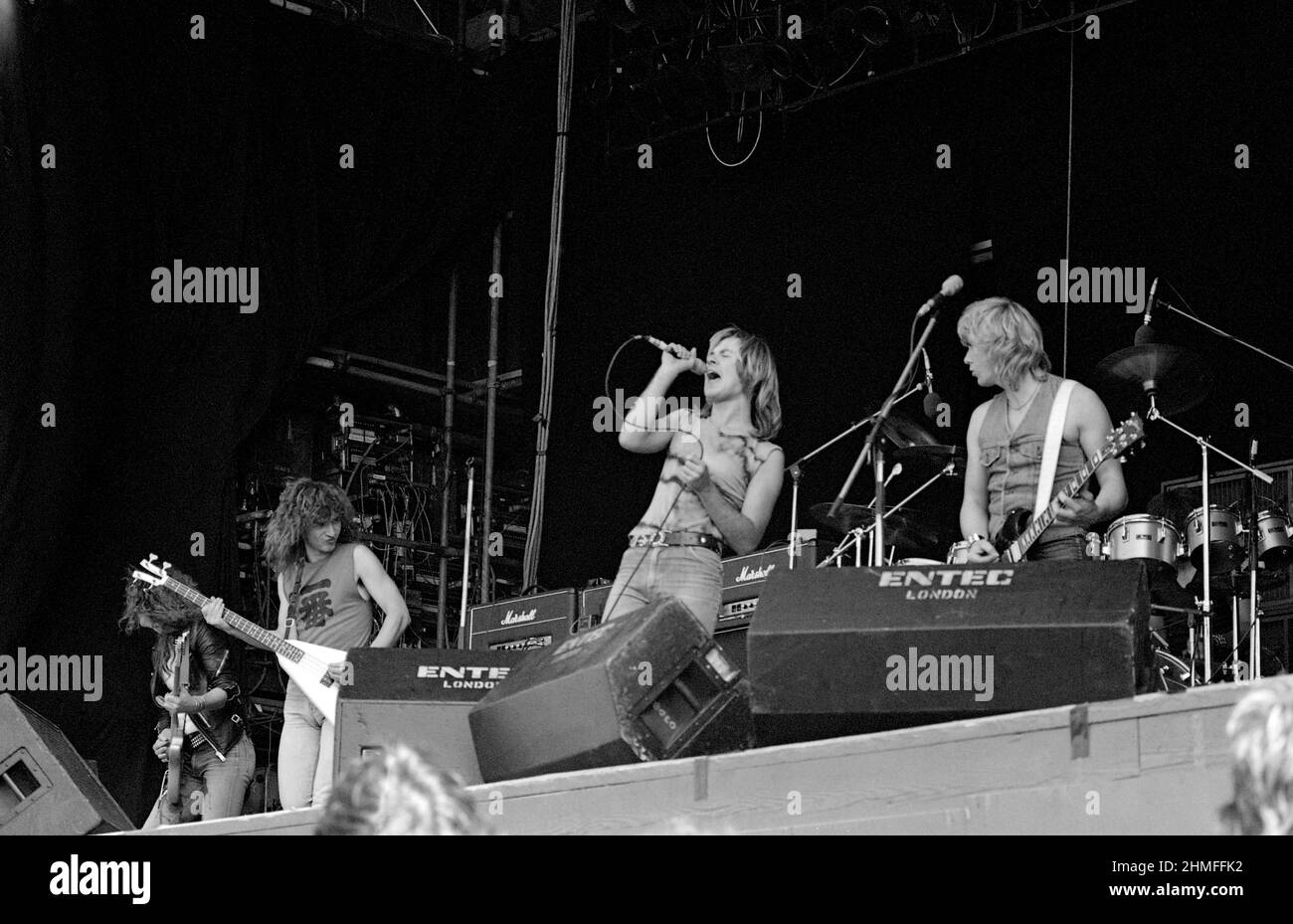English band Chinatown performing at the 1982 Reading Festival, England ...