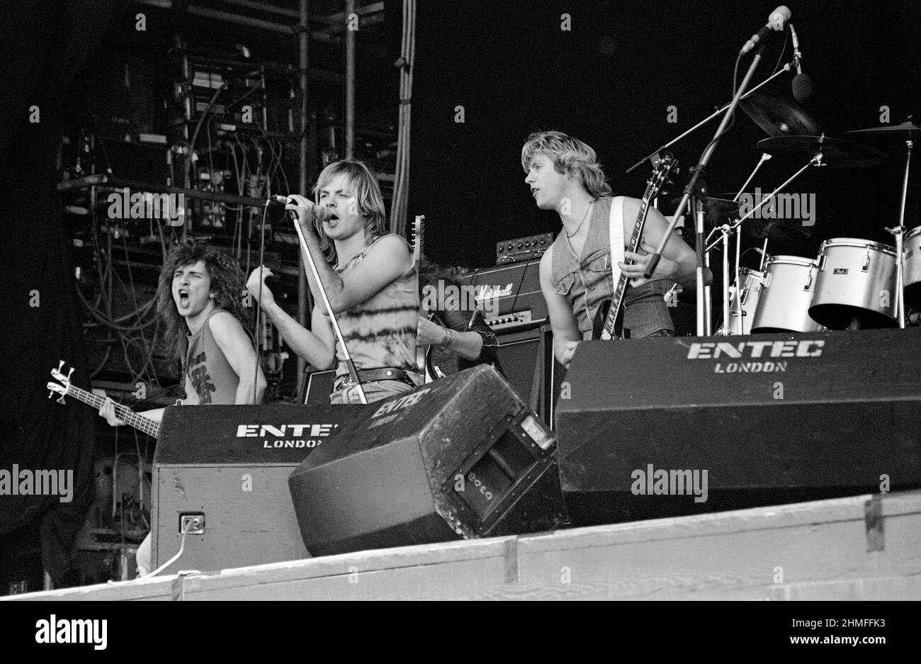English band Chinatown performing at the 1982 Reading Festival, England ...