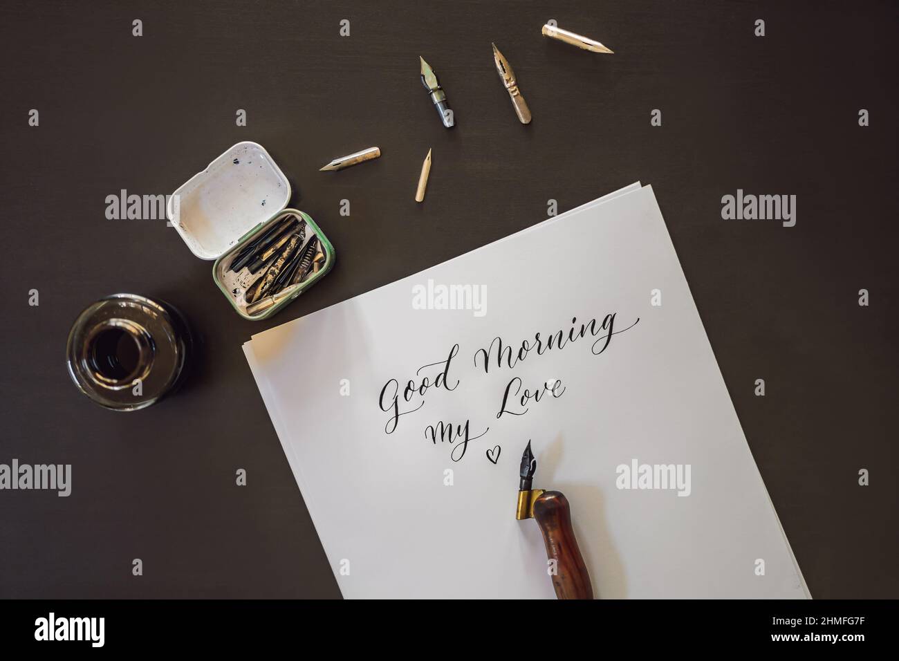 Retro good morning calligraphy design hi-res stock photography and ...