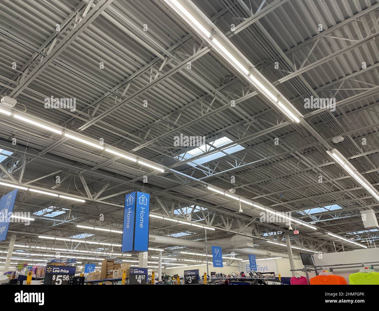 Augusta, Ga USA - 01 02 22: Walmart Supercenter Interior ceiling lights ...