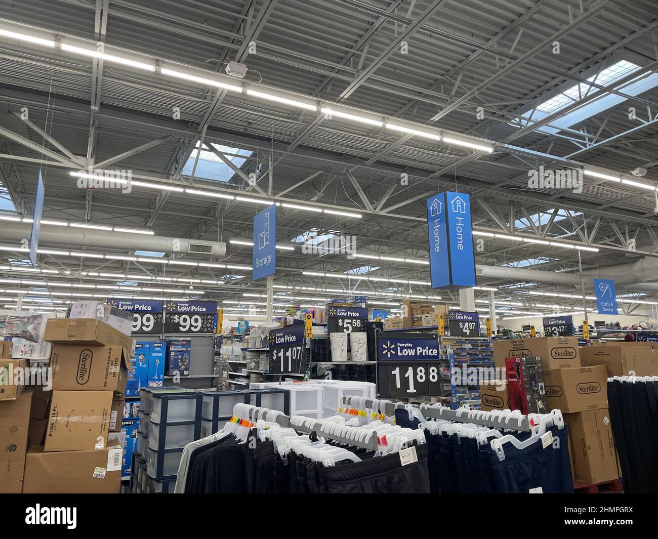 Augusta, Ga USA - 01 02 22: Walmart Supercenter Interior ceiling decor ...