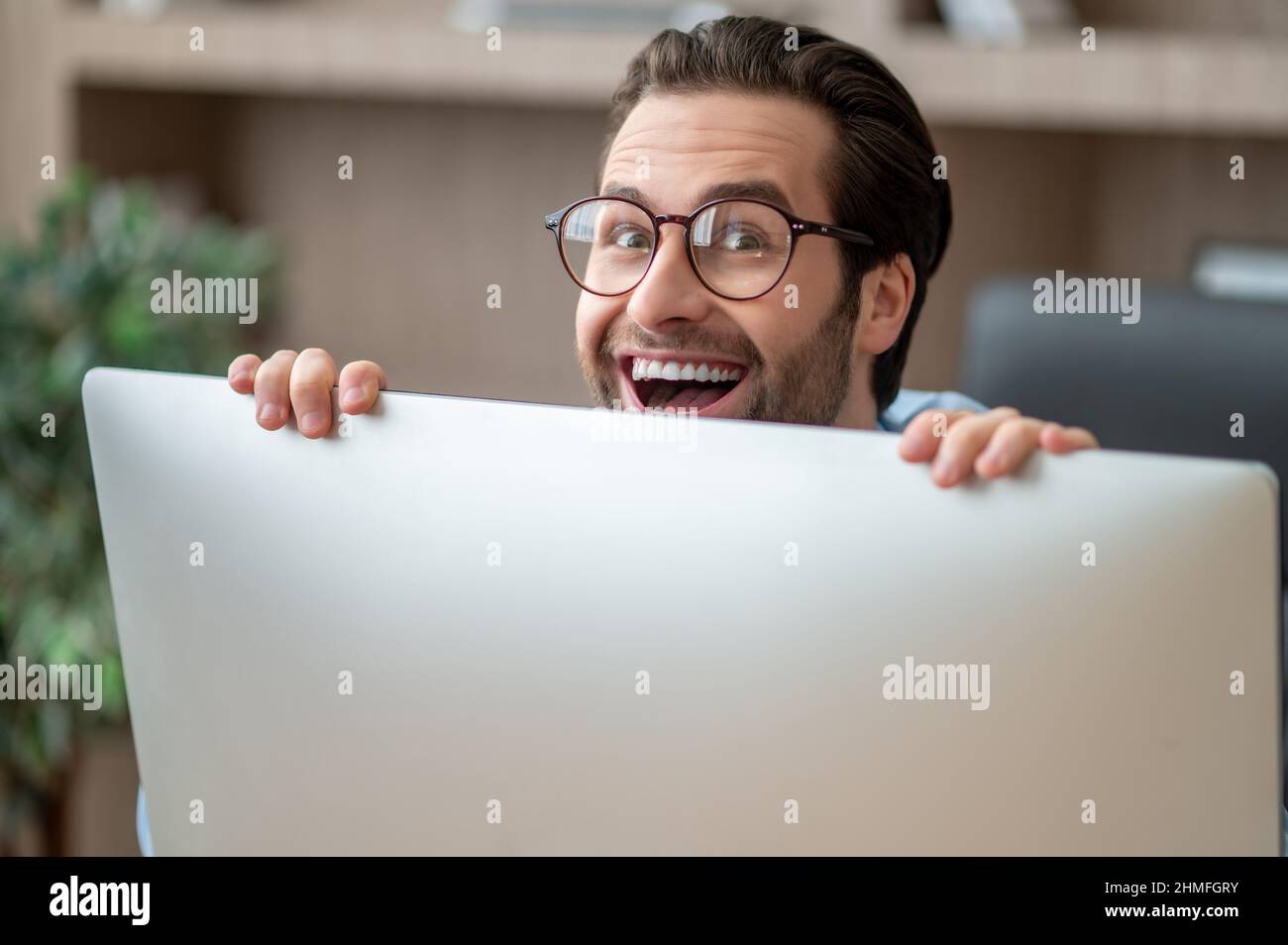 Happy curly haired indian man hi-res stock photography and images - Alamy