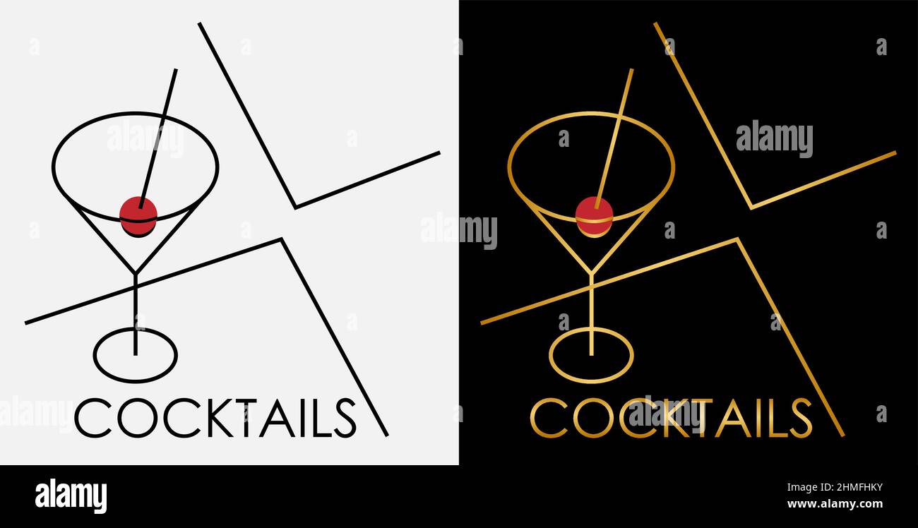 abstract minimal logo cocktail menu glass cherry and table shapes 1 ...