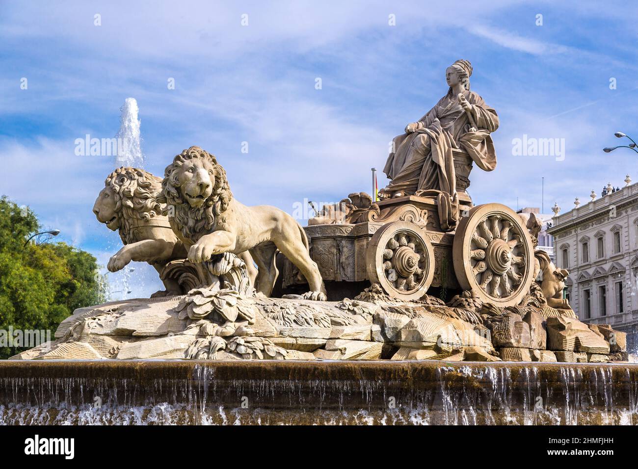 Cibeles fountain at Plaza de Cibeles in Madrid in a beautiful summer ...