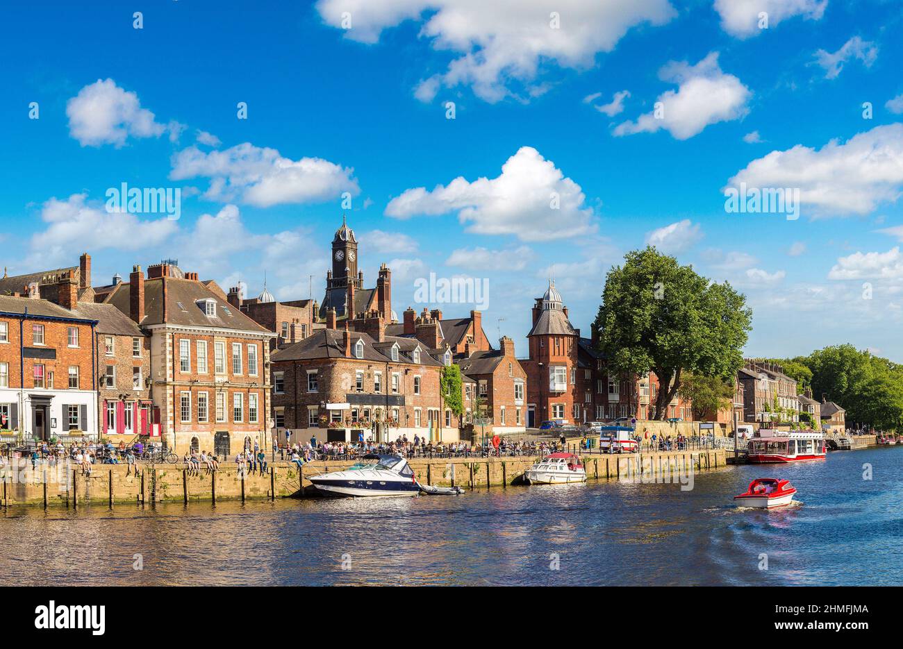 Panorama of River Ouse in York in North Yorkshire in a beautiful summer ...