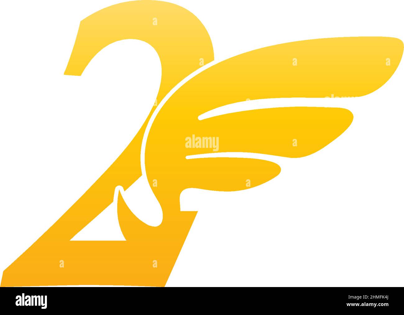 Number 2 logo icon illustration with wings vector Stock Vector Image ...
