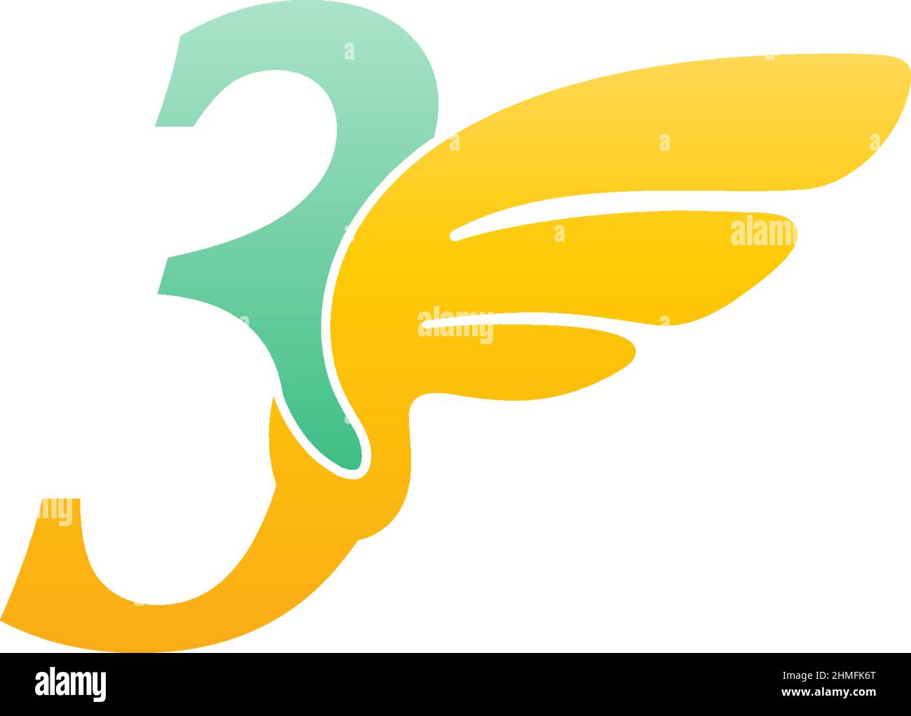 Number 3 logo icon illustration with wings vector Stock Vector Image ...