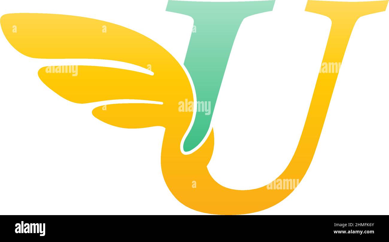 Letter U logo icon illustration with wings vector Stock Vector Image ...