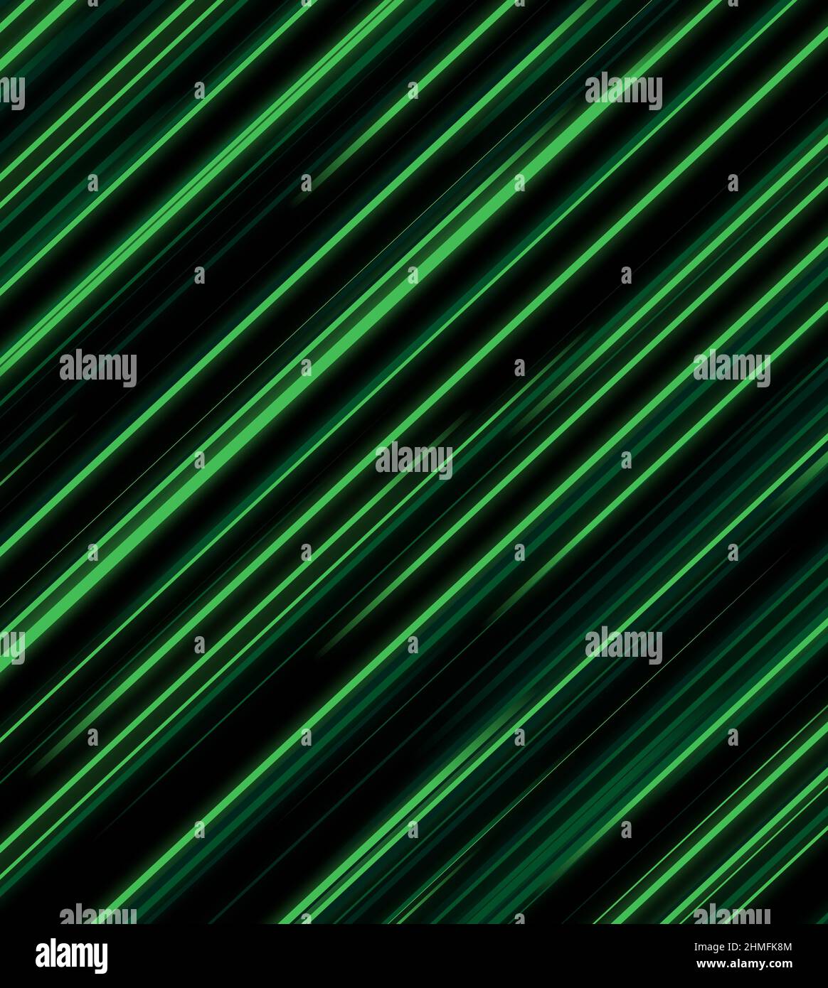 Close-up of abstract glowing green lines isolated on a black background ...