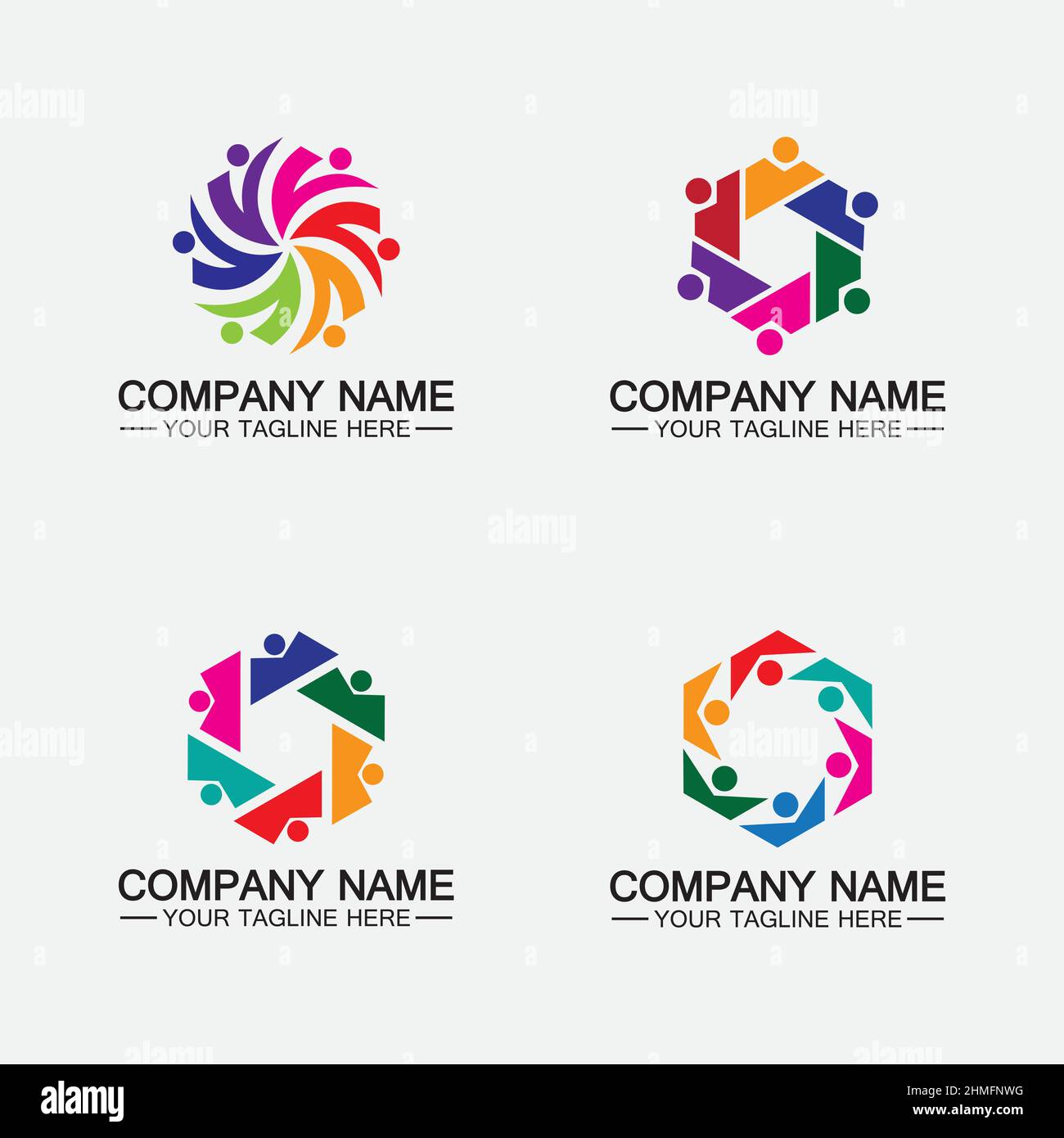 Teamwork connecting people hexagon concept logo symbol icon vector ...