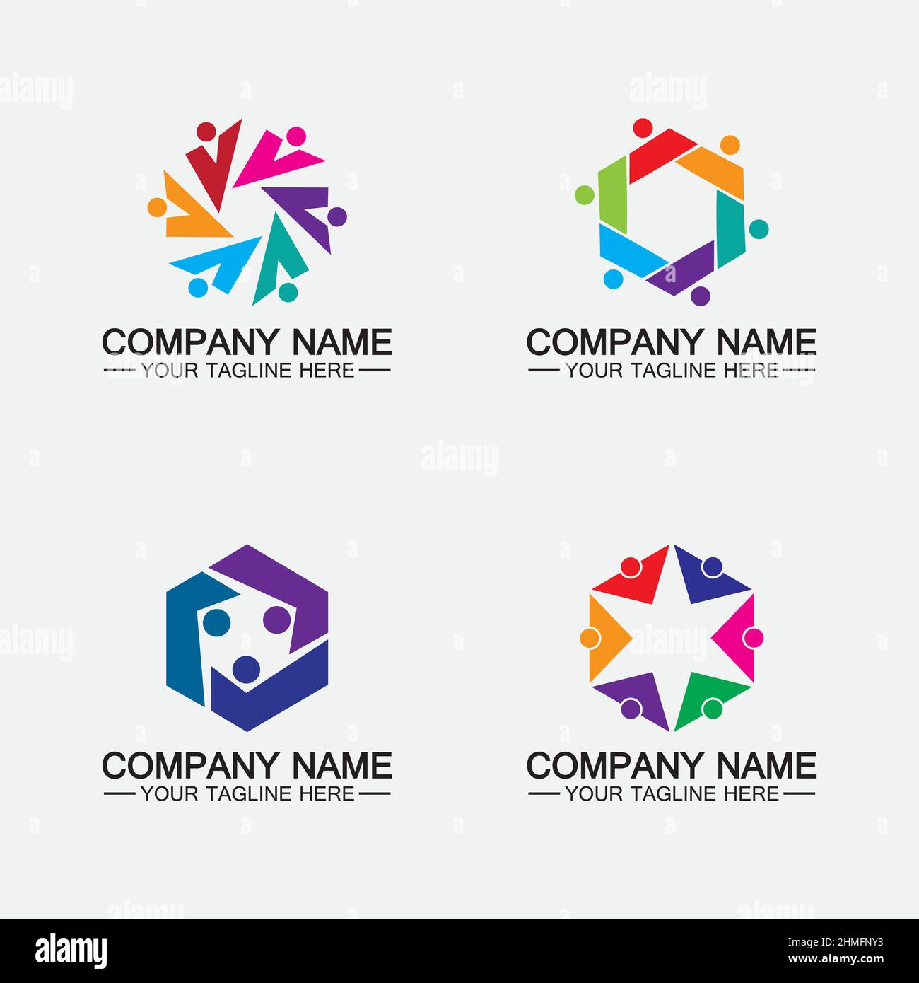 Teamwork connecting people hexagon concept logo symbol icon vector ...