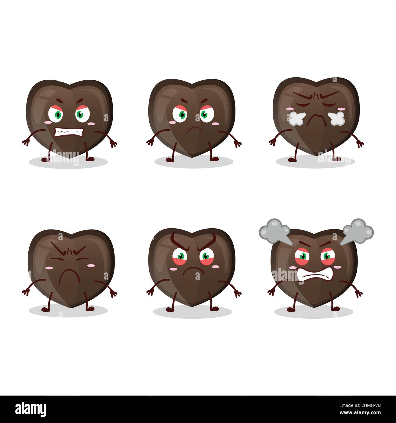Love Chocolate Candy Cartoon Character With Various Angry Expressions