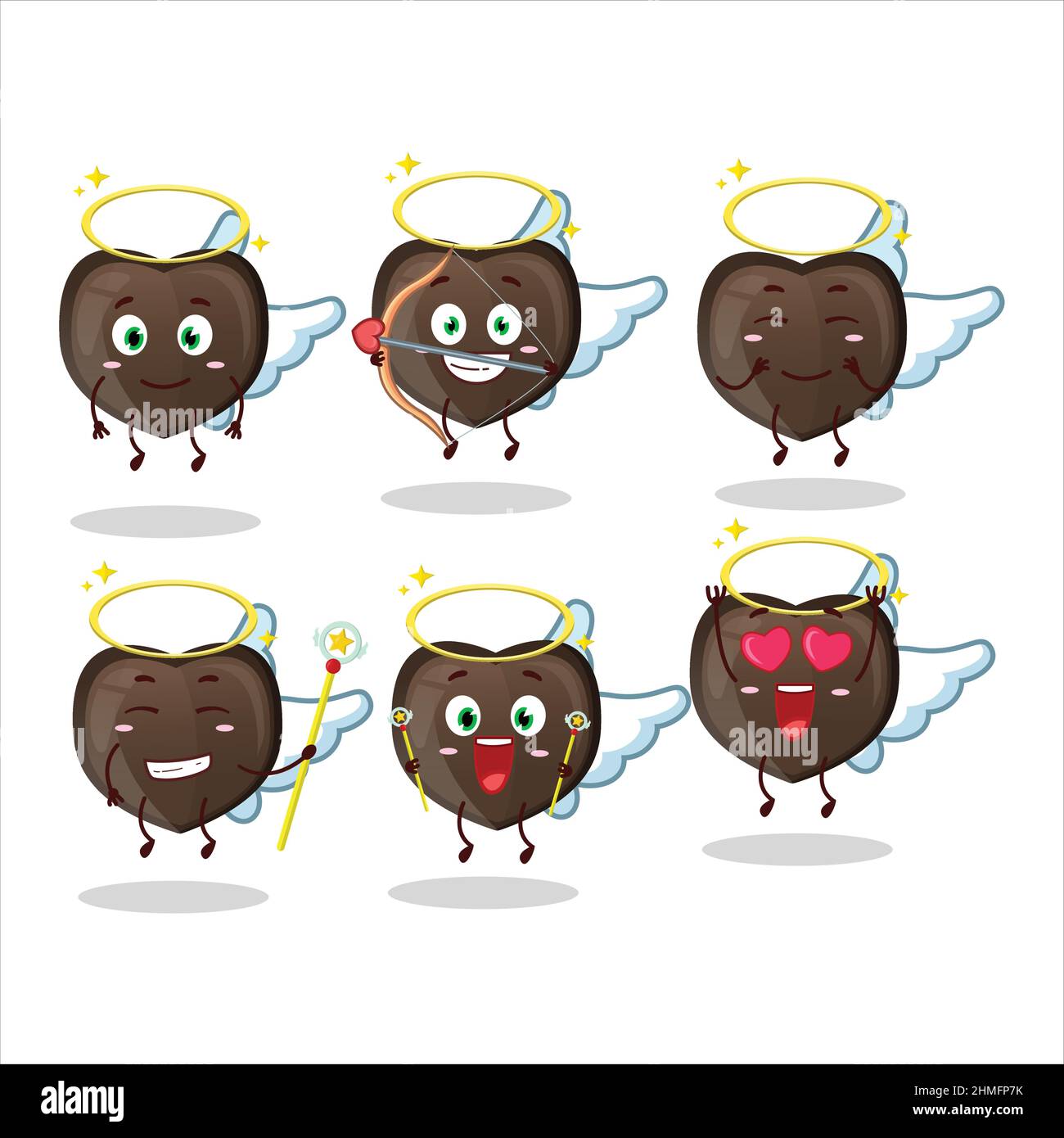 Love Chocolate Candy Cartoon Designs As A Cute Angel Character Vector