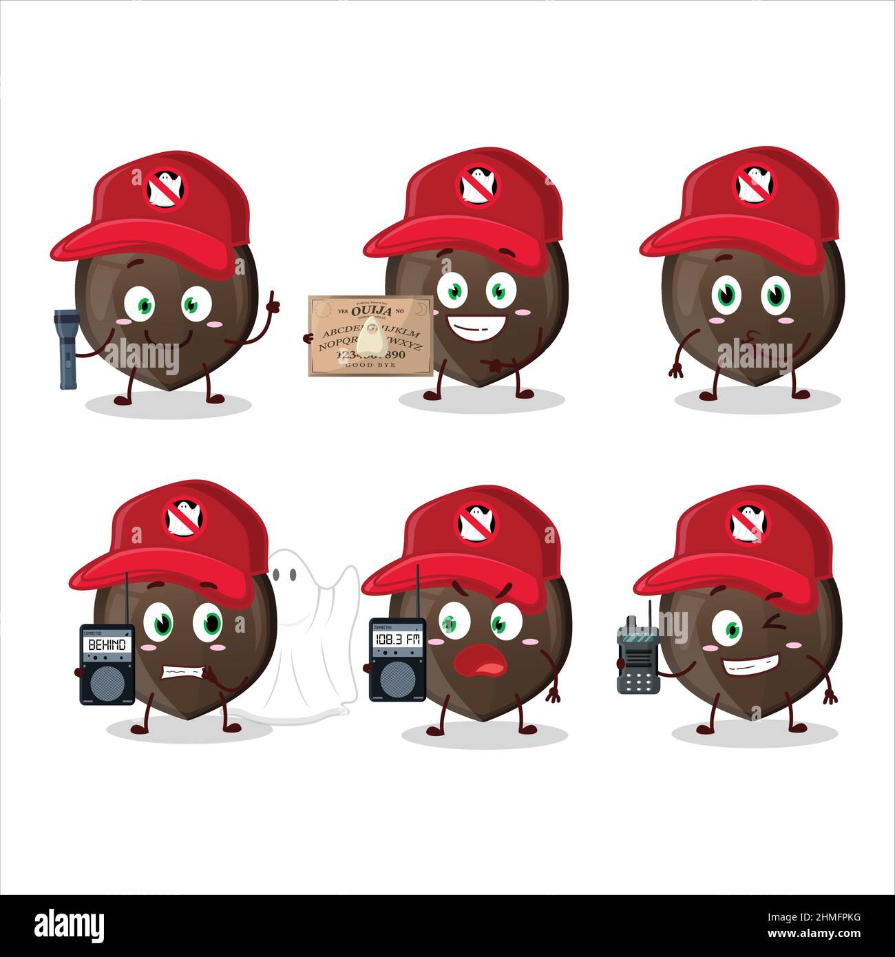 Ghost hunter cartoon love chocolate candy character using camera ...