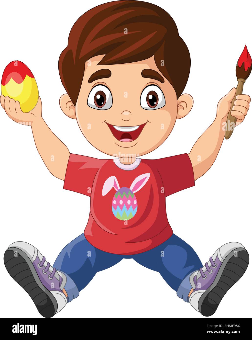 Cartoon little boy painting an easter egg Stock Vector Image & Art - Alamy