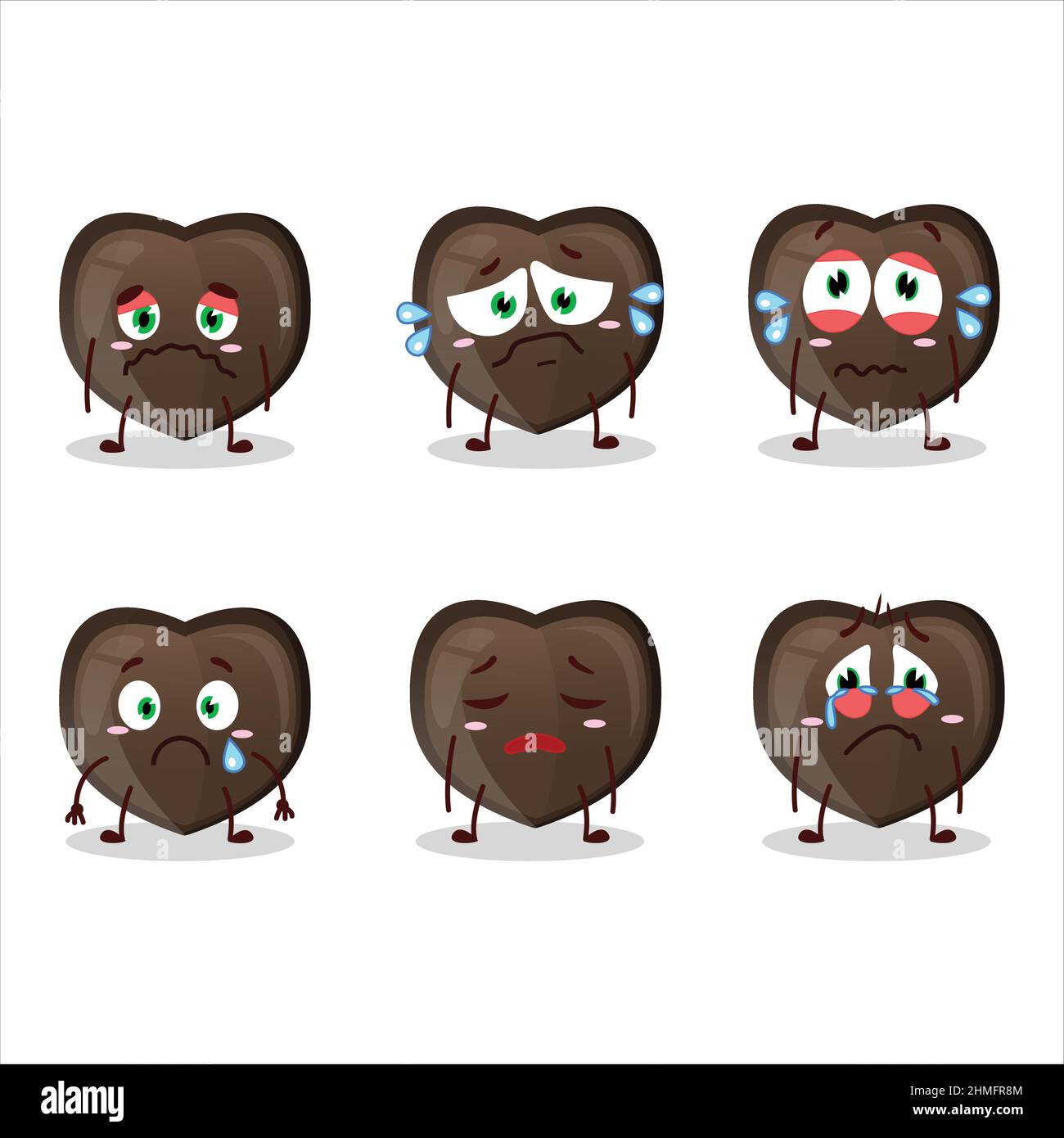 Love Chocolate Candy Cartoon Character With Sad Expression Vector