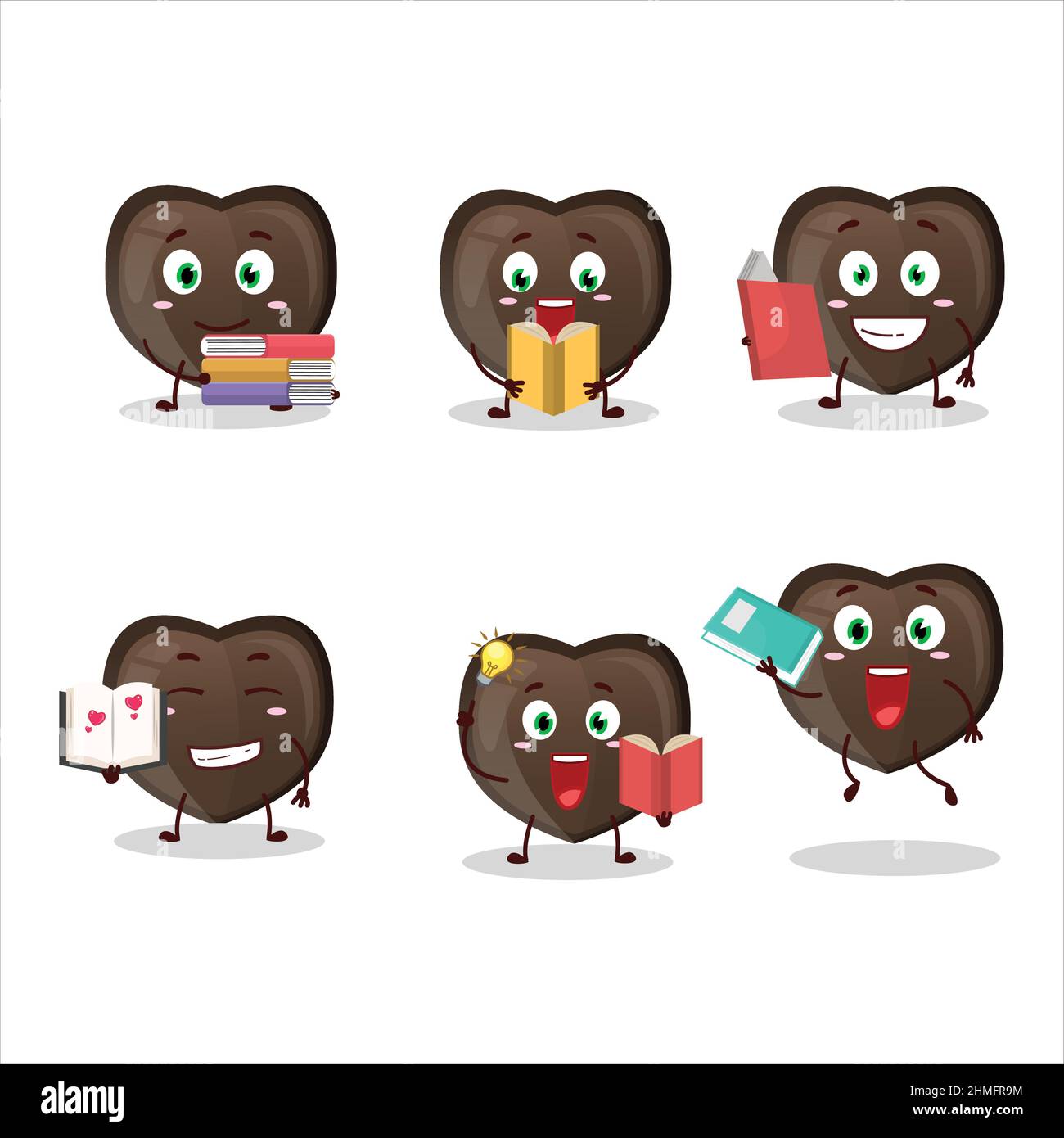 A picture of love chocolate candy cartoon character concept reading an ...