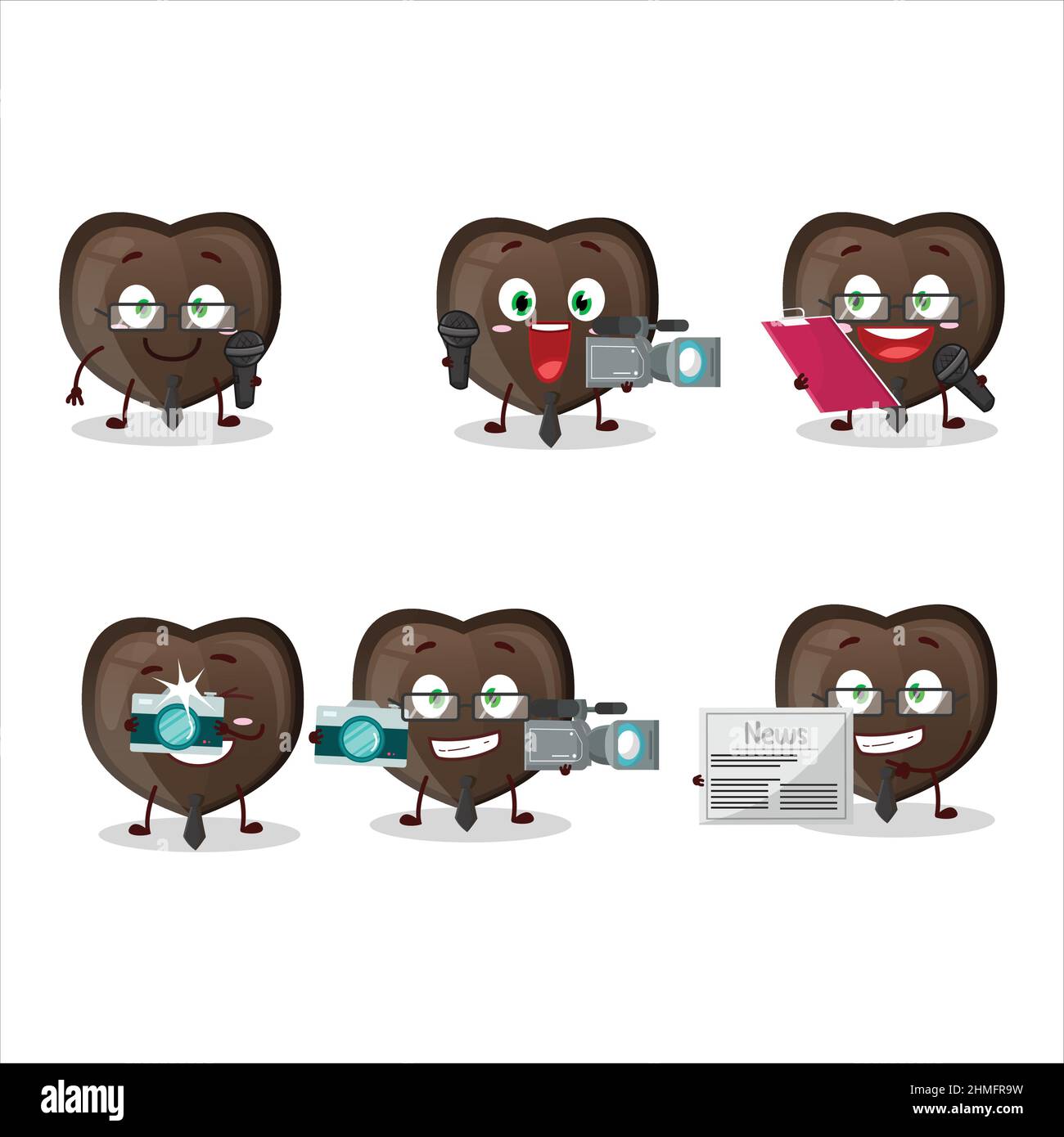 Character reporter love chocolate candy cute mascot with microphone ...