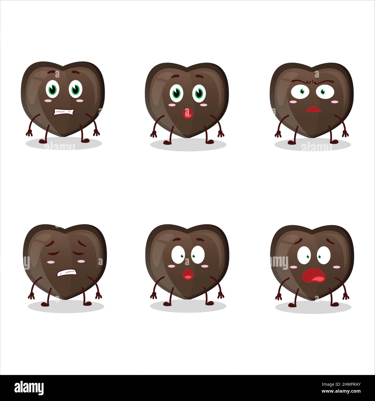 Character cartoon of love chocolate candy with scared expression ...