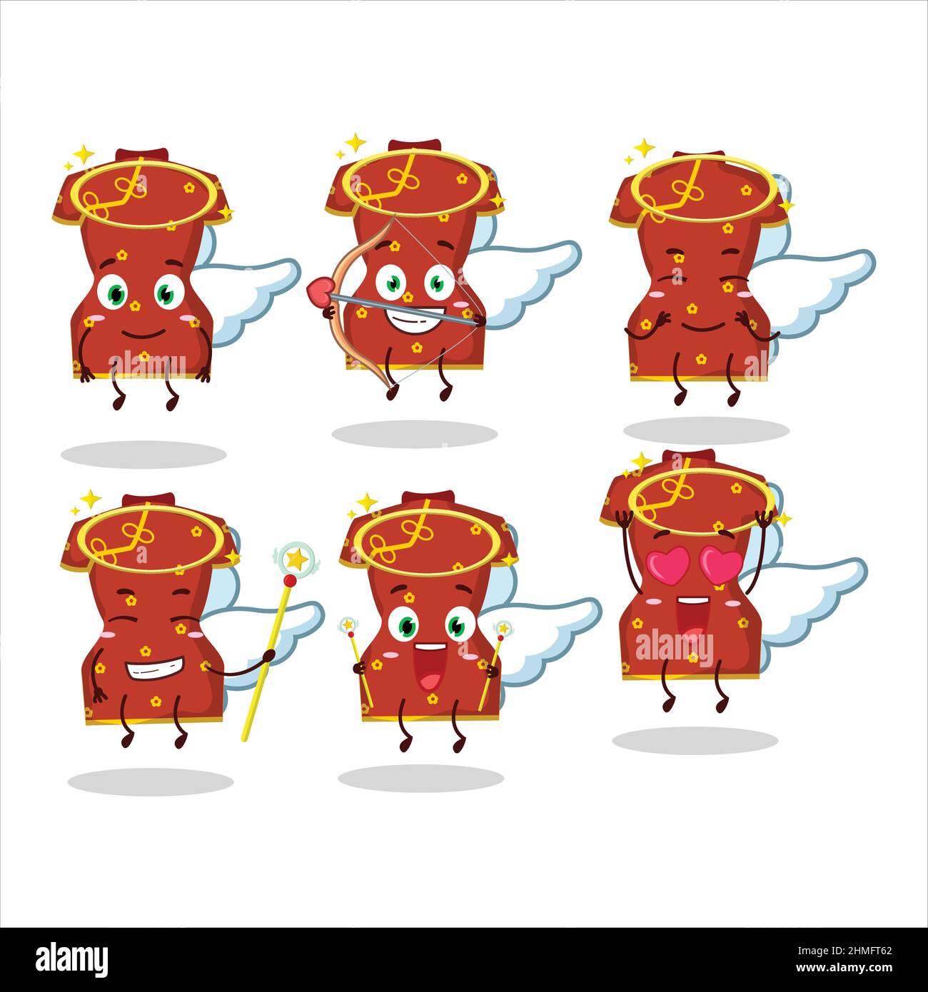 Red clothing of chinese woman cartoon designs as a cute angel character ...