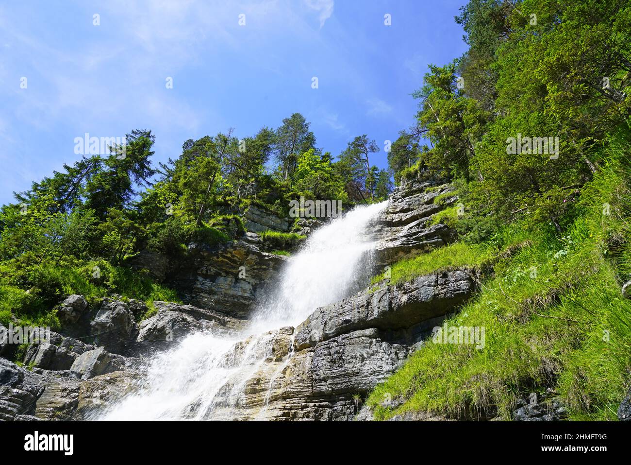 Haselgehr waterfall surrounded by greenery in Tyrol, Austria Stock ...