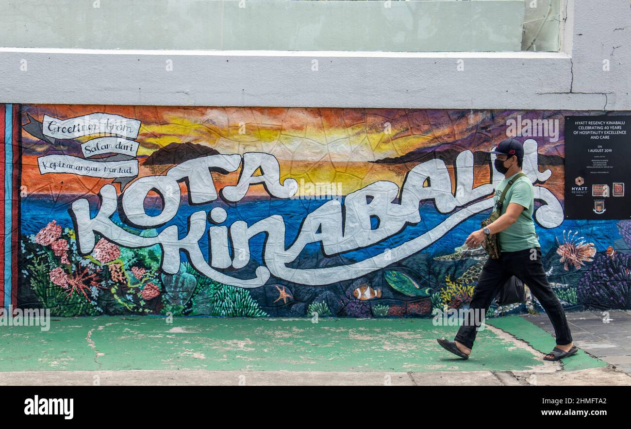 Wall art Kota Kinabalu Sabah Borneo Malaysia Stock Photo - Alamy