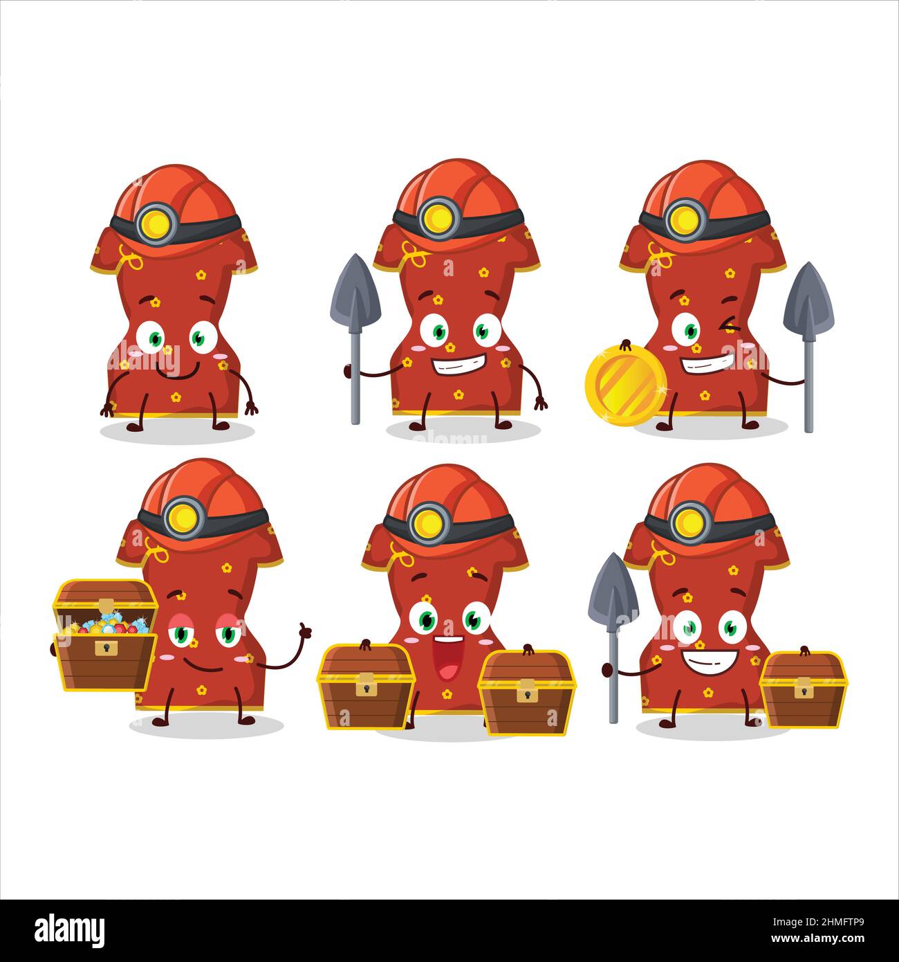 miners red clothing of chinese woman cute mascot character wearing ...