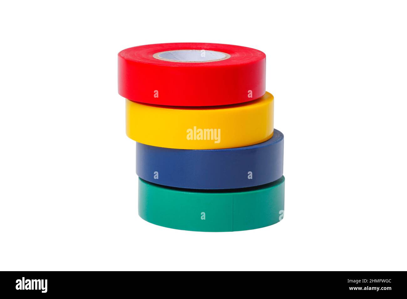 Stack of rolls of multicolored pvc electrical tape isolated on white ...