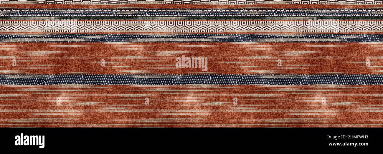 Seamless tribal ethnic stripe grungy border surface pattern design for ...