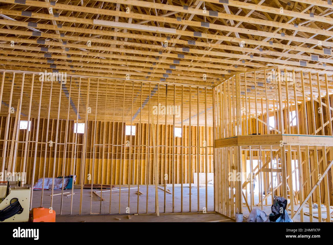 Framing beams stick built new home under construction Stock Photo - Alamy