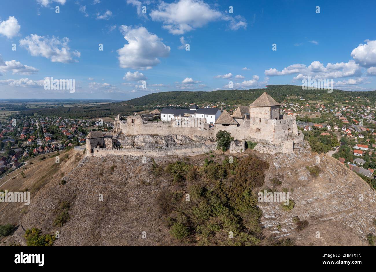 Aerial view of Sumeg castle with newly restored Gothic palace building ...