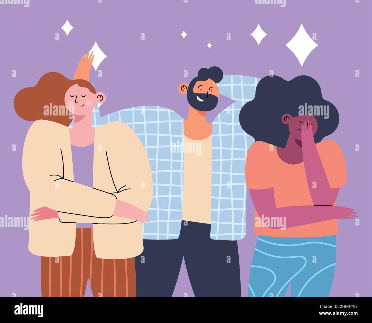 three persons gestures characters group Stock Vector Image & Art - Alamy