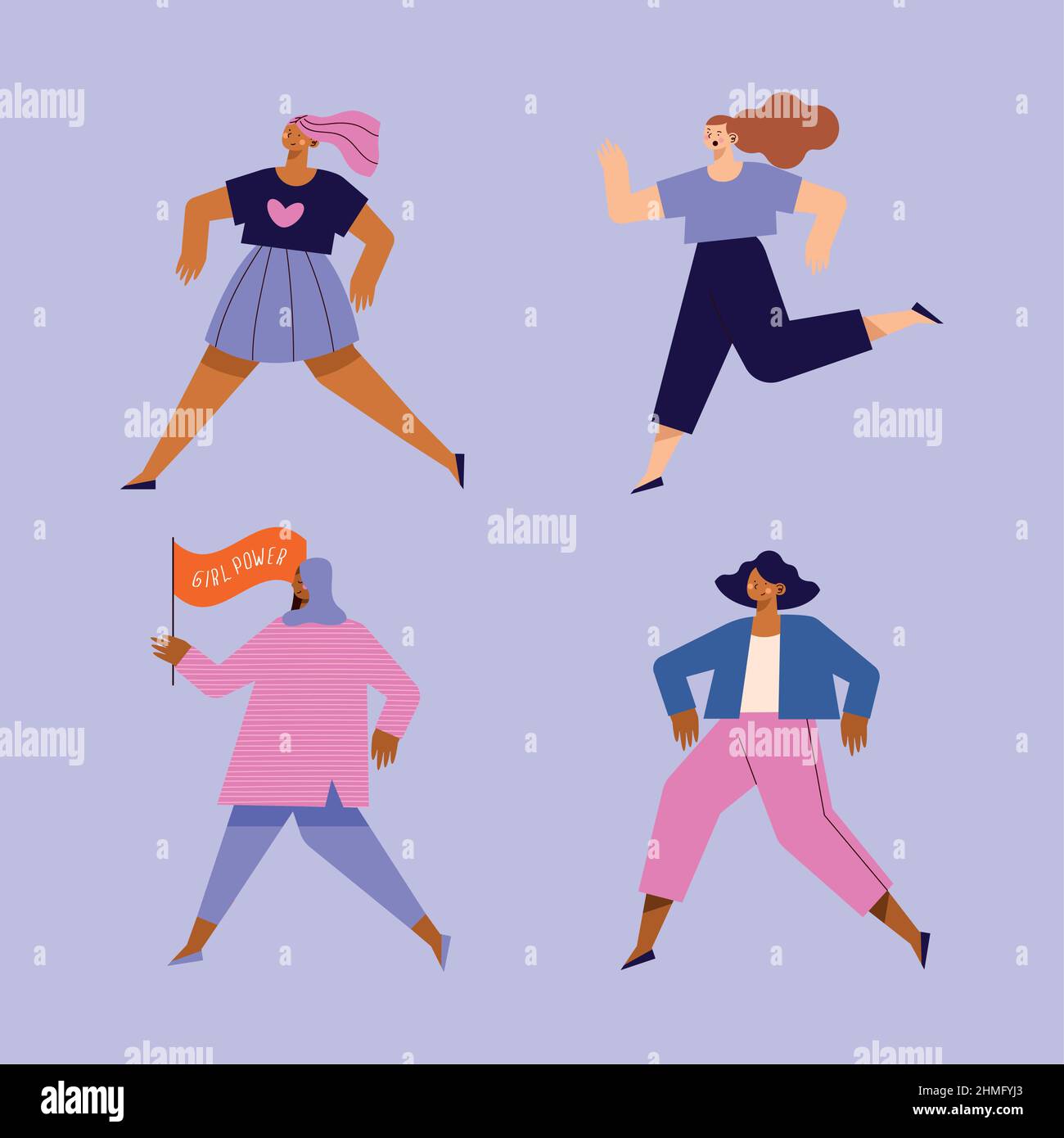 girl power together fighting set Stock Vector Image & Art - Alamy