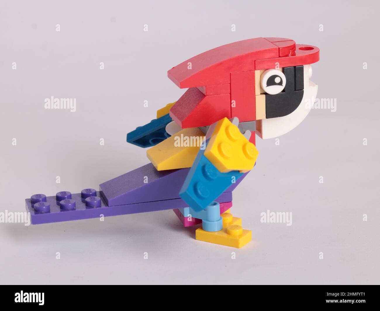 Creation made Parrot animal bird from brick toys Stock Photo - Alamy