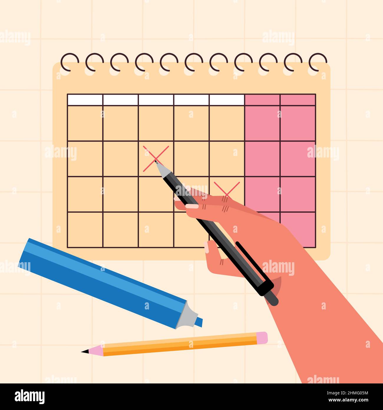 hand marking calendar with marker Stock Vector Image & Art - Alamy