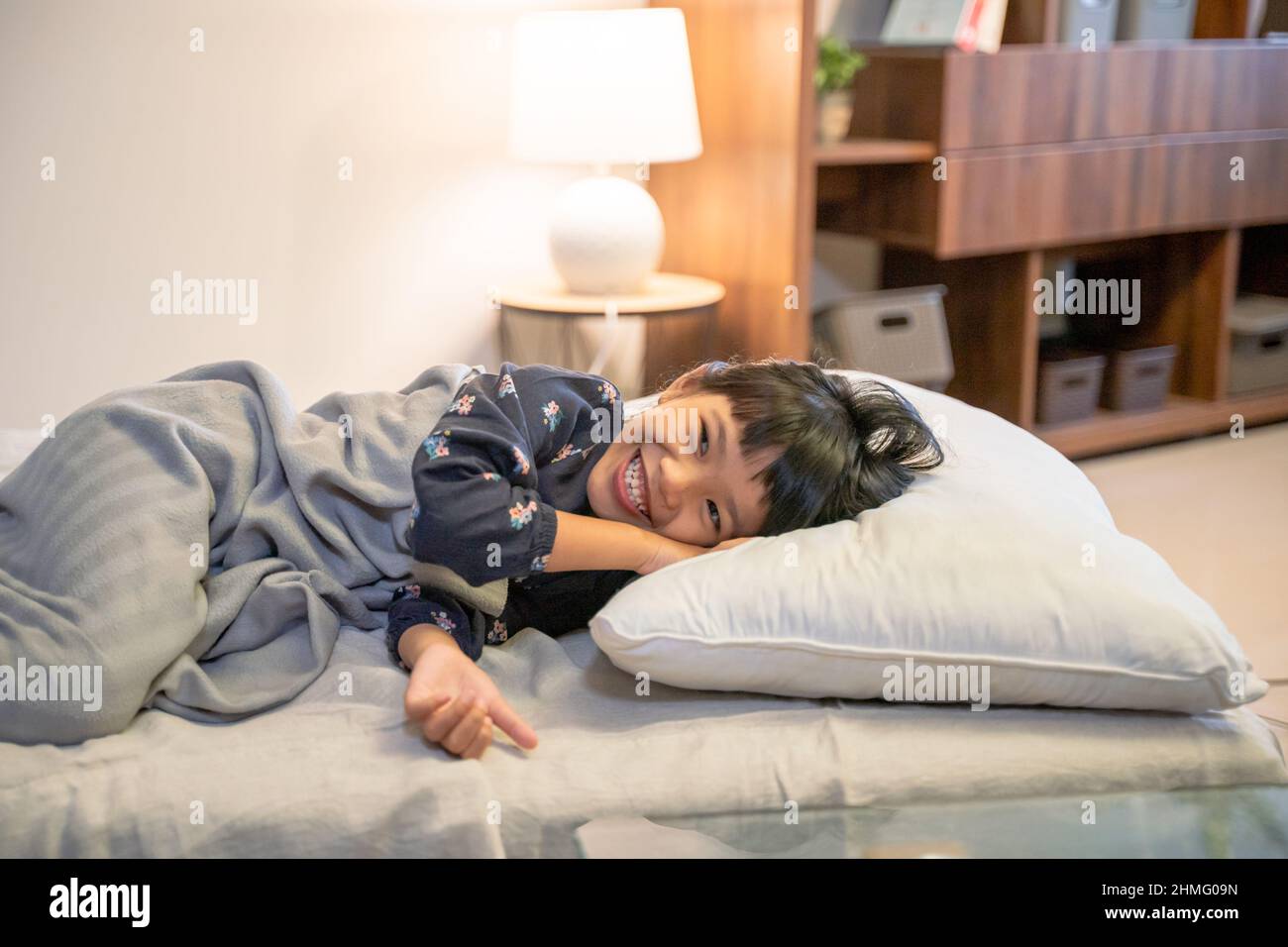 good night little asian child girl in bed Stock Photo - Alamy