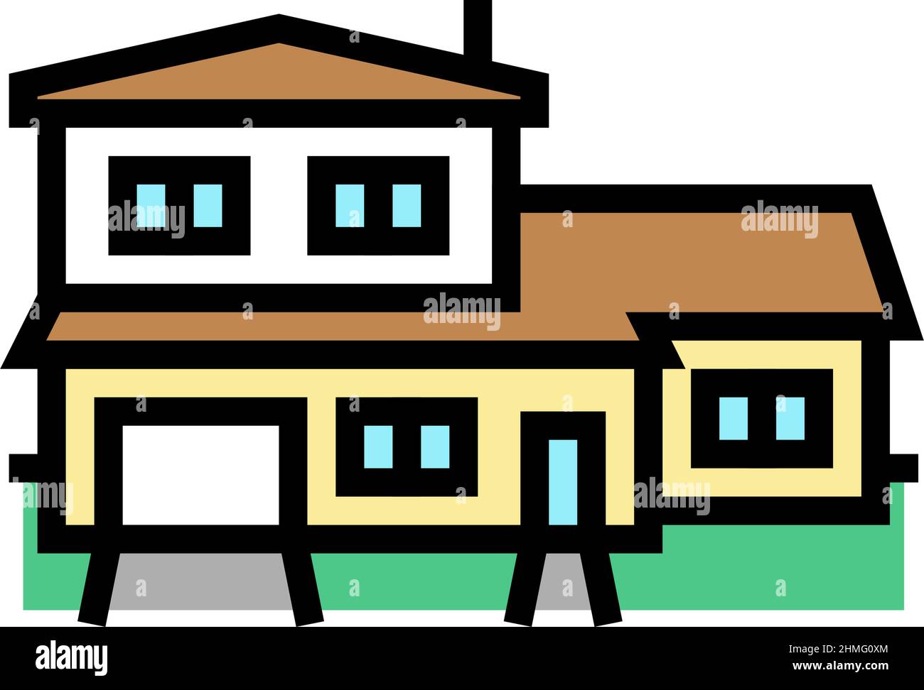 split-level house color icon vector illustration Stock Vector Image ...