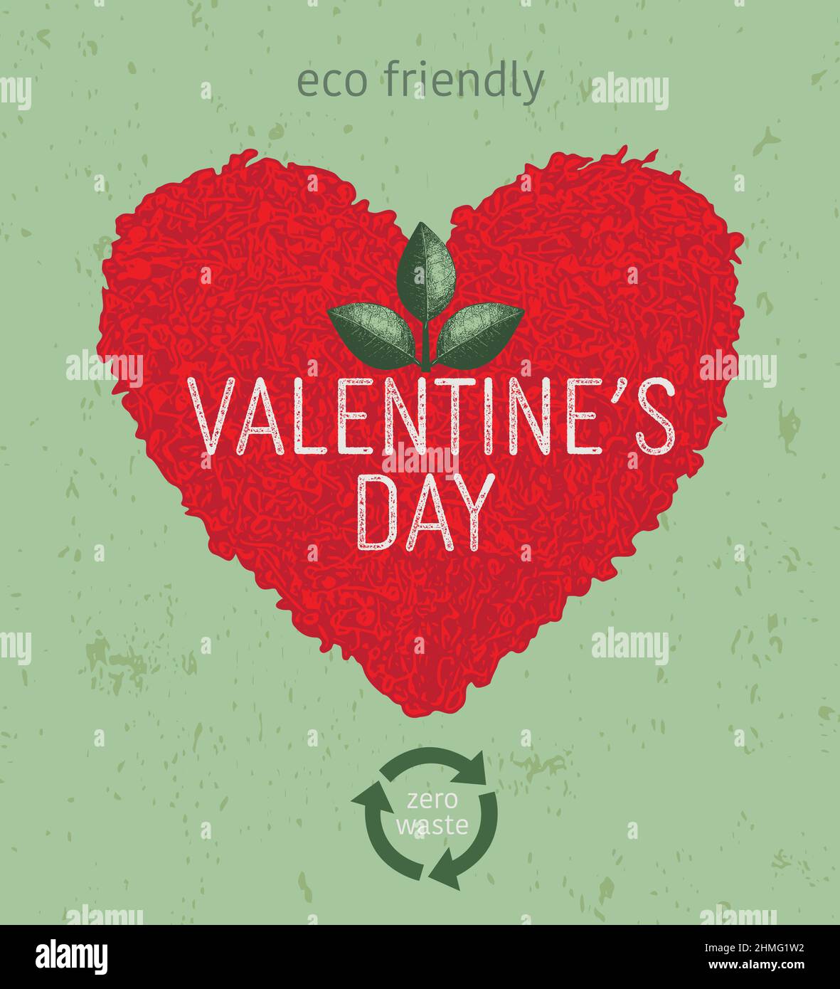 Eco friendly greeting card valentine's day. Vector, zero waste Stock ...