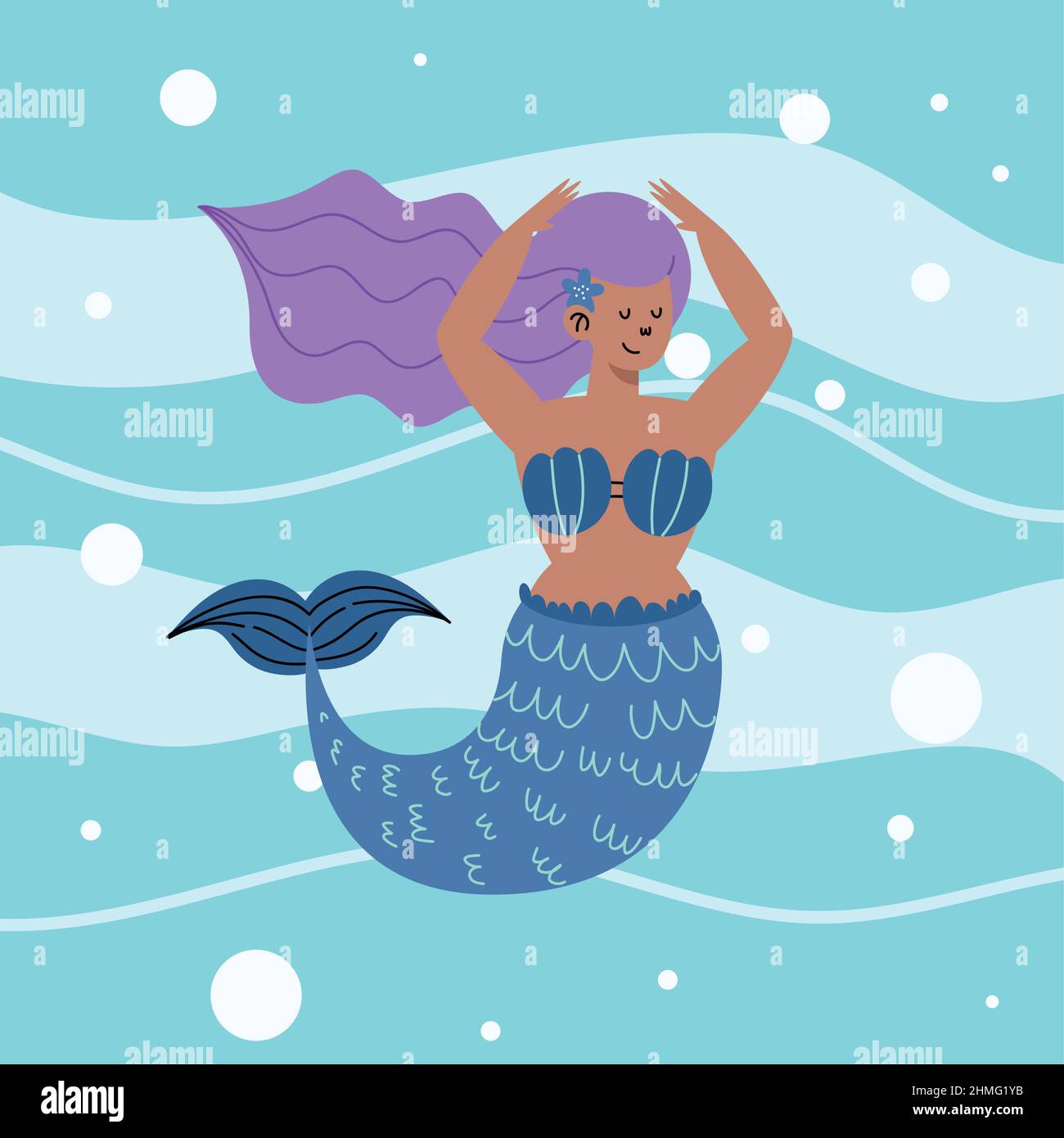 cute mermaid in sea cartoon Stock Vector Image & Art - Alamy
