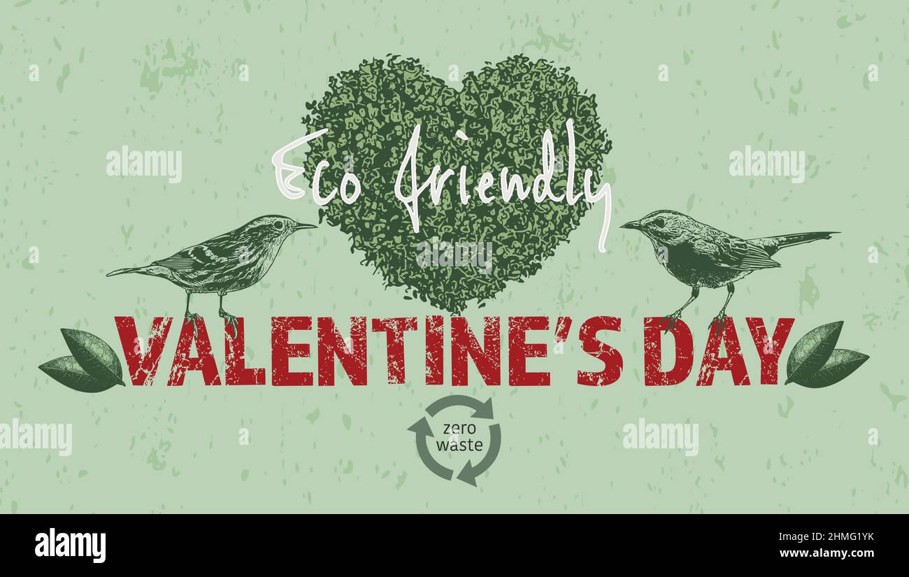 Eco friendly greeting card valentine's day. Vector, zero waste Stock ...