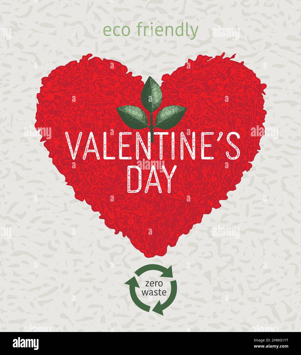 Eco friendly greeting card valentine's day. Vector, zero waste Stock ...